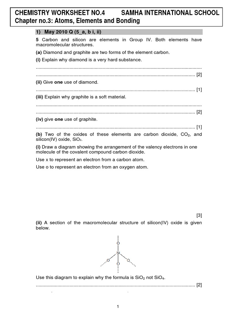 4 Atoms, Elements and Bonding QP | PDF | Chemical Compounds | Valence ...