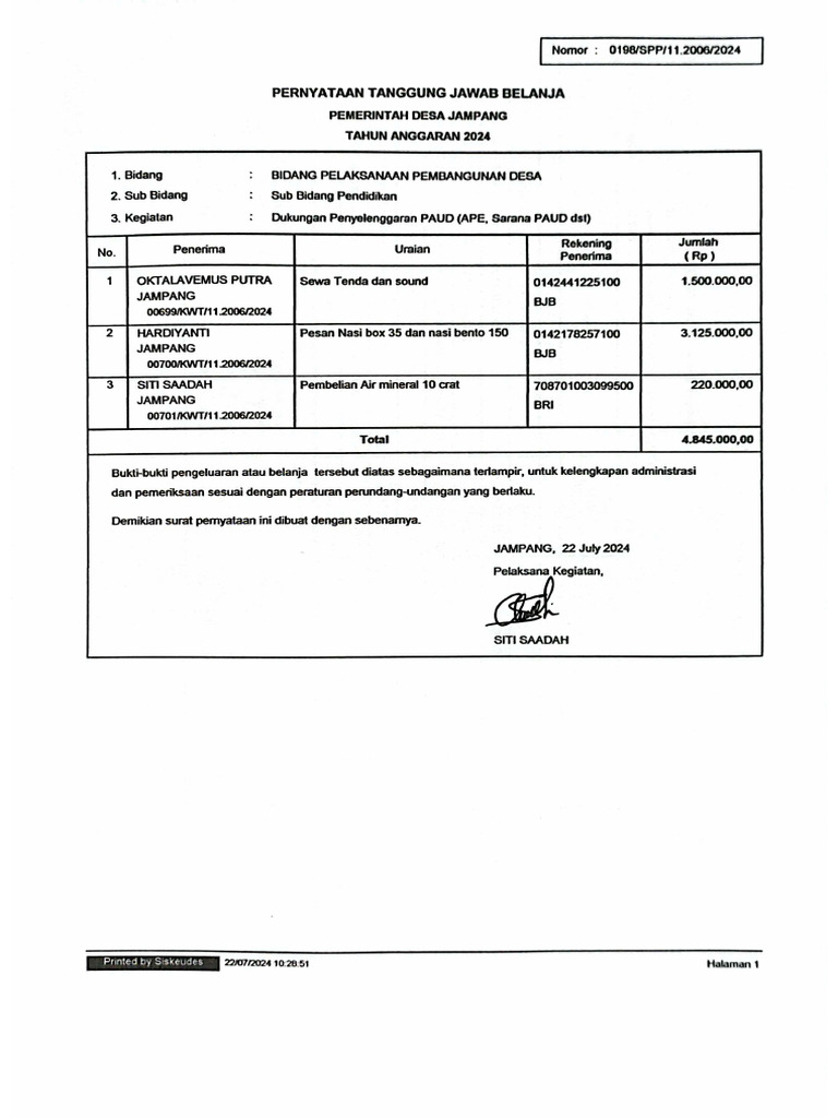 SPTB Nasi Box Dan Sewa HAN 2024 | PDF
