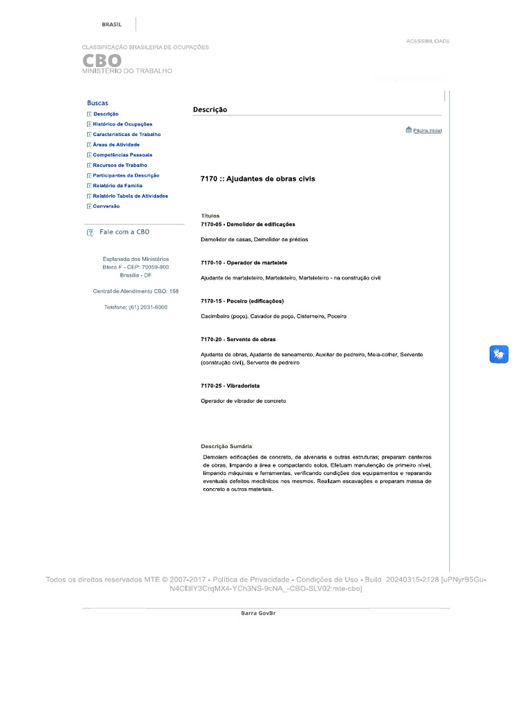 Cbo Obra Civil - Servente e Auxiliar | PDF