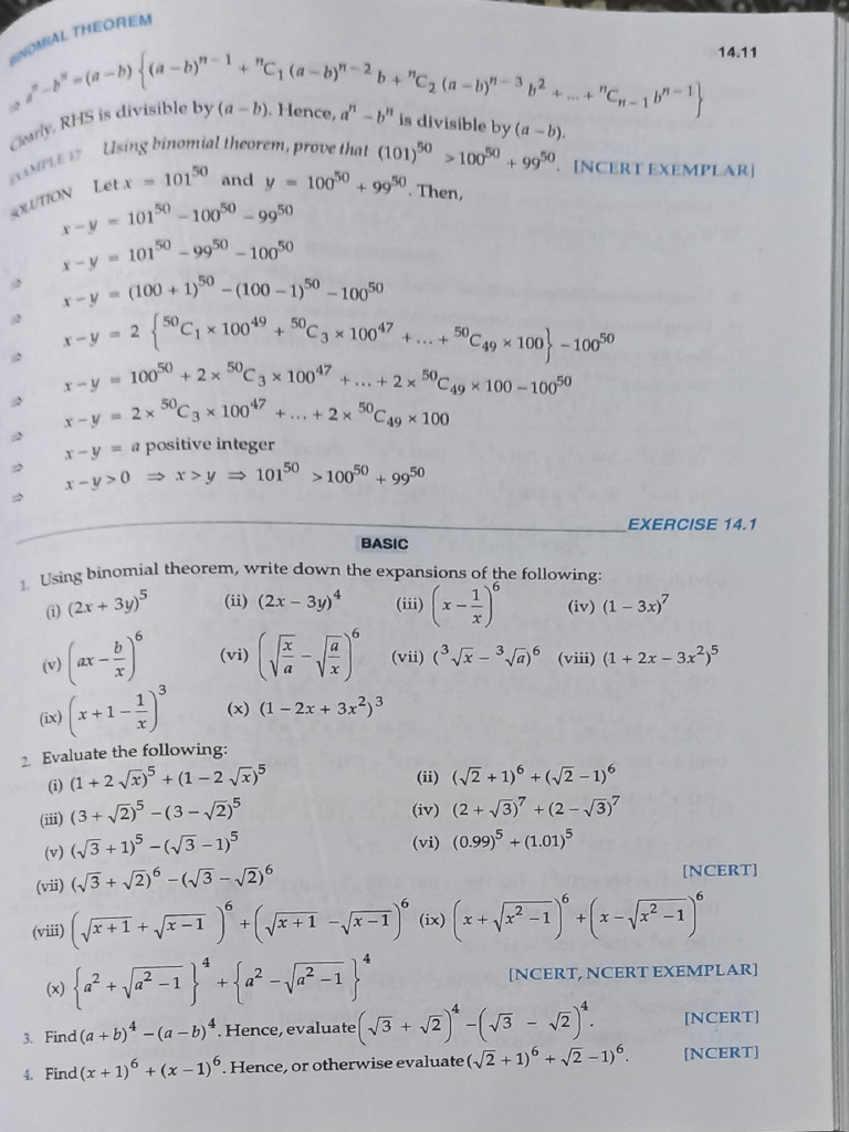 Binomial Exercise RD Sharma | PDF
