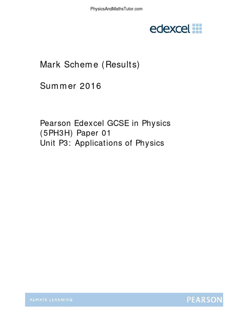 June 2016 MS - Unit P3 (H) Edexcel Physics GCSE | PDF | Gamma Ray | Optics