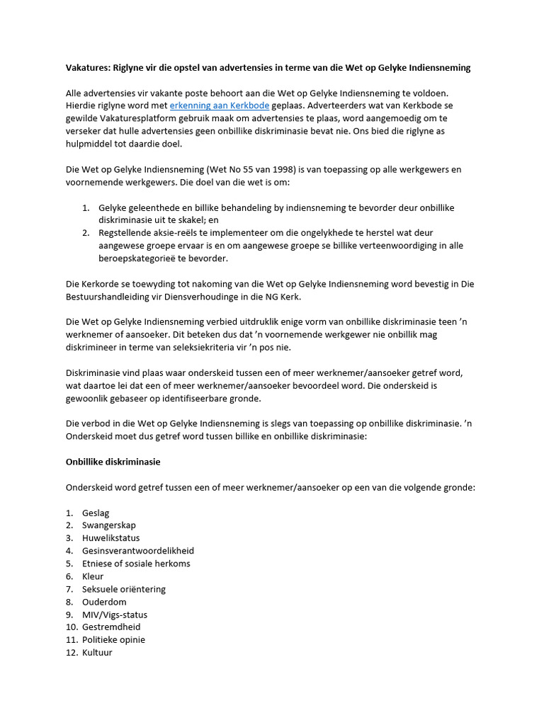 H Gelyke Indiensneming | PDF