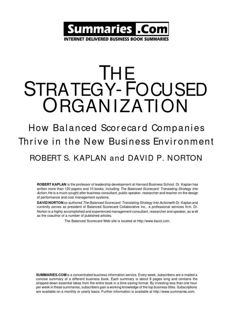 The Strategy Focused Organization | PDF | Strategic Management | Budget