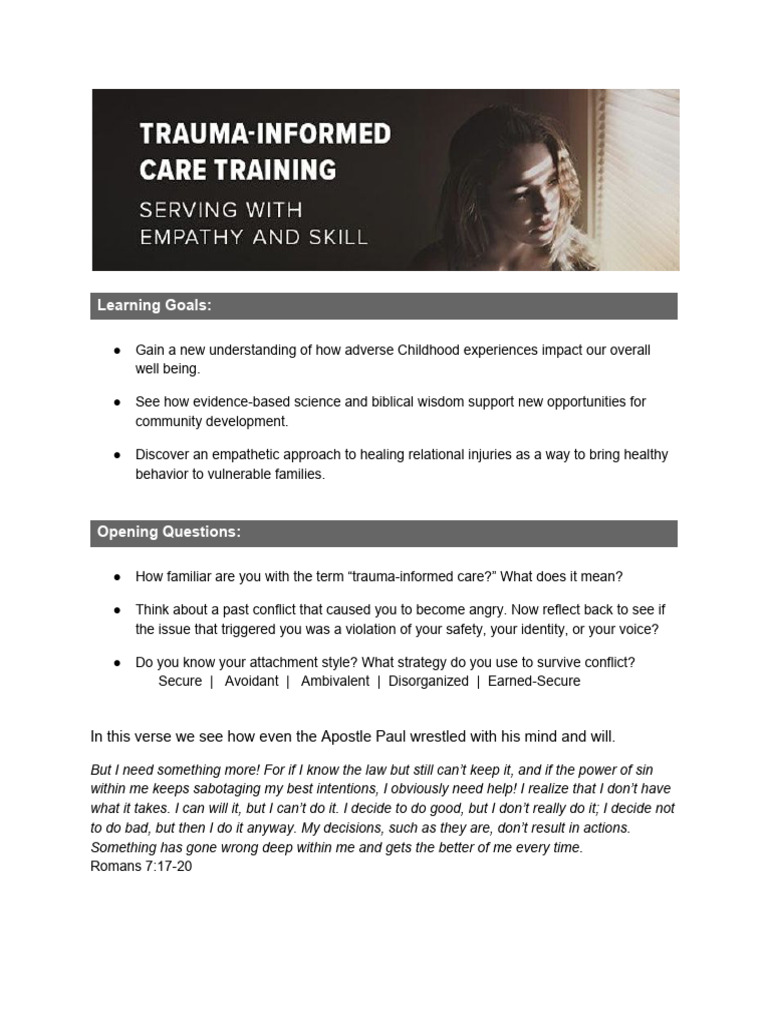 Trauma Informed Training Fillable Workbook | PDF | Psychological Trauma ...