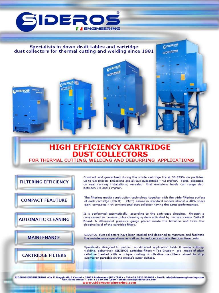 SIDEROS - Dust Collectors | PDF | Dust | Filtration