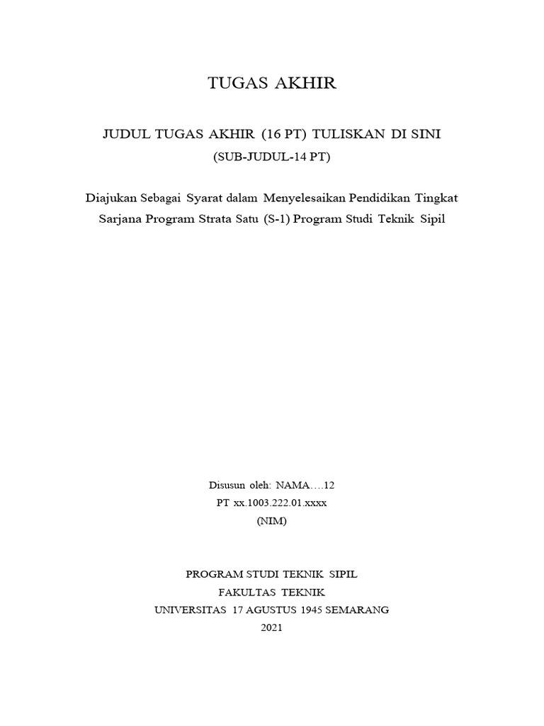 Contoh Format Penulisan Ta-Ts Untag SMG | PDF