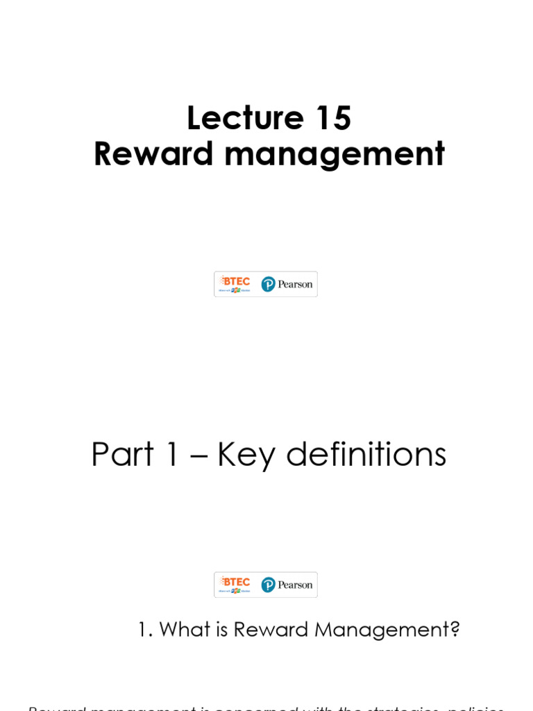 Lecture 15 - Reward Management (Part 1) | PDF | Employment | Business ...