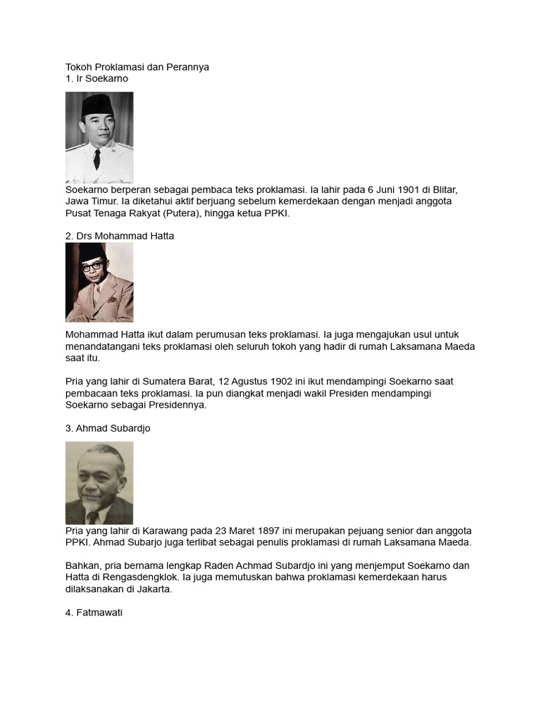 Tokoh Proklamasi Kemerdekaan Indonesia | PDF
