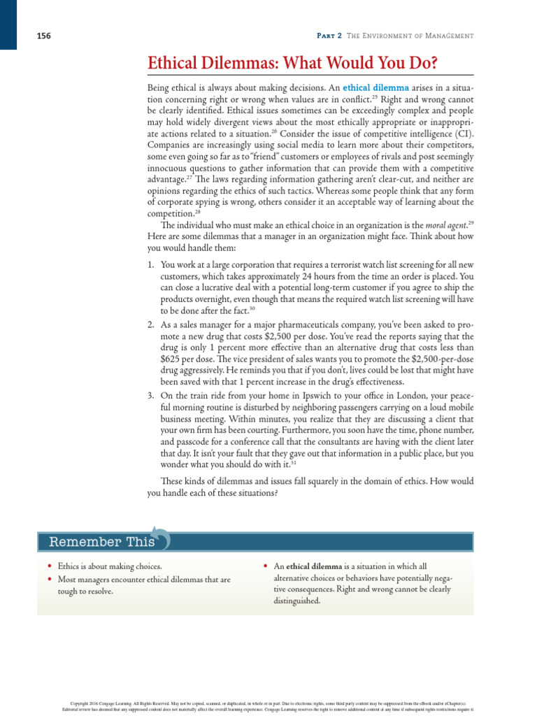 Ethical Dilemmas: What Would You Do?: Remember This | PDF | Regulatory ...