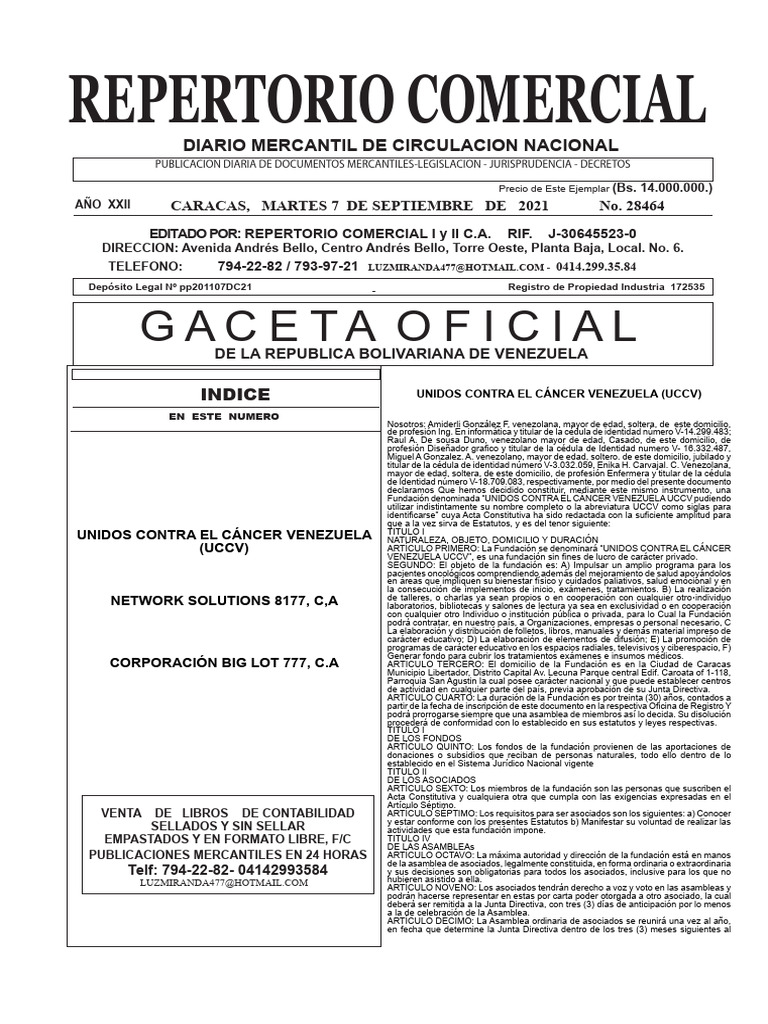 Repertorio Comercial: Gaceta Oficial | PDF | Venezuela | Compartir ...