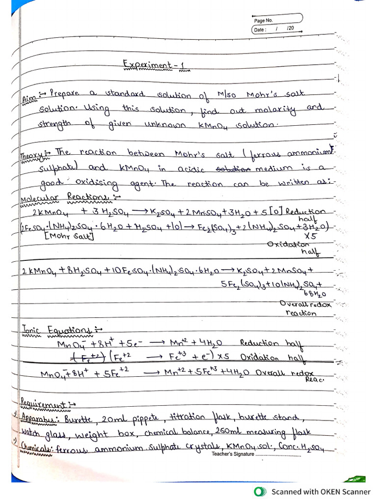 Chemistry Lab Manual Experiments 5 | PDF