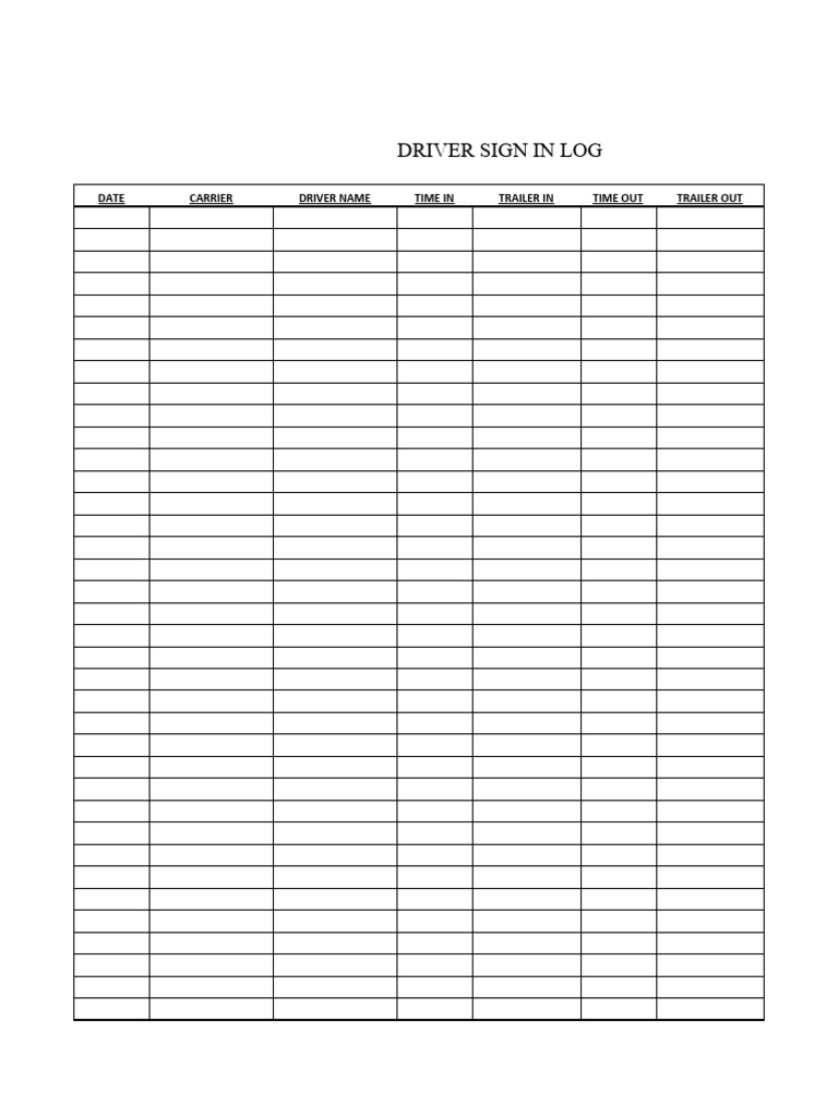 Driver Sign in Log | PDF