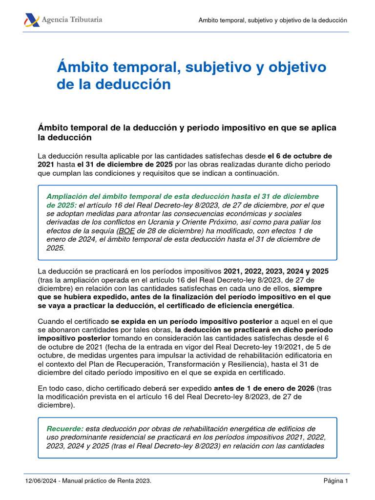 Ámbito Temporal Subjetivo y Objetivo de La Deducción | PDF | Uso ...