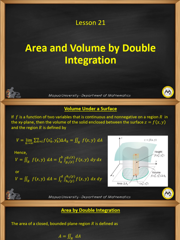 Lesson 21 Area and Volume by Double Integration | PDF | Area | Integral