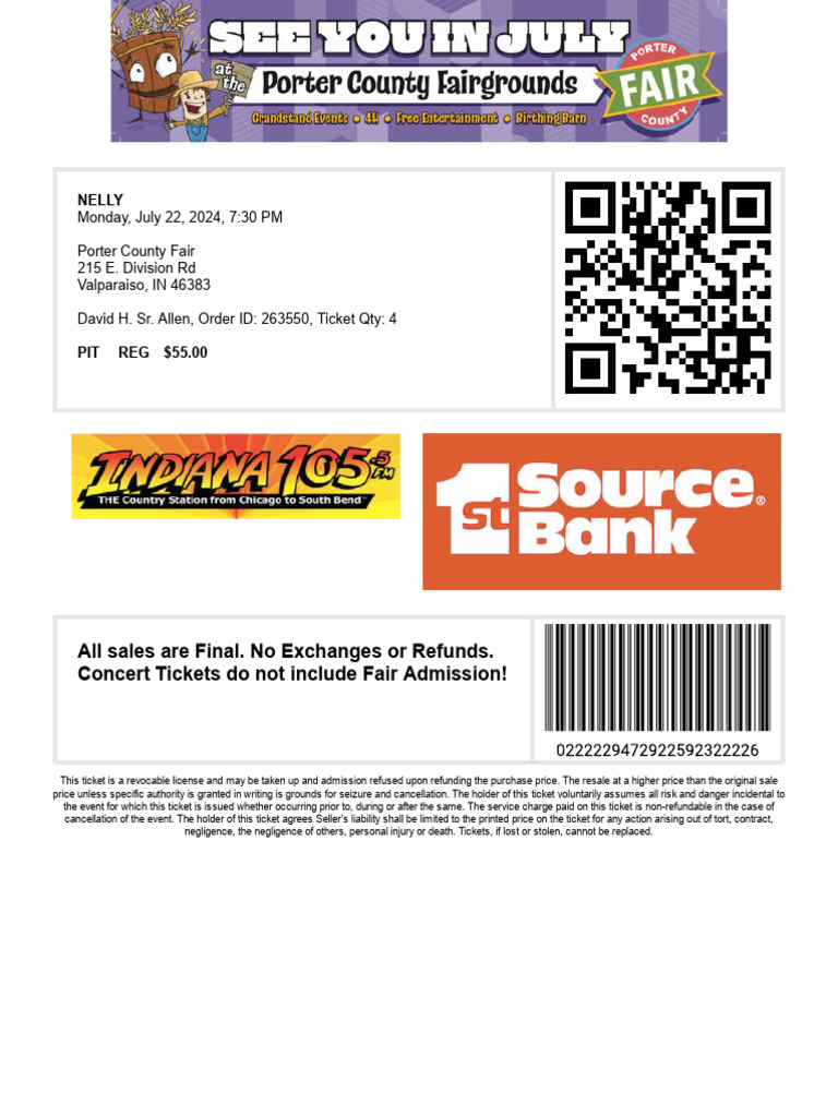 Nelly Concert Ticket - July 22, 2024 | PDF | Legal Liability | Tort