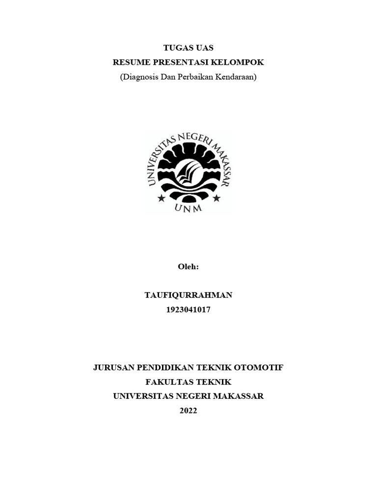 UAS Taufiqurrahman (1923041017) Diagnosis Dan Perbaikan Kendaraan | PDF