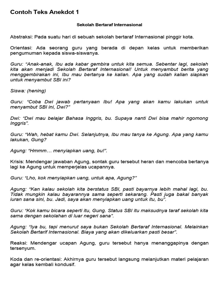 Contoh Teks Anekdot | PDF