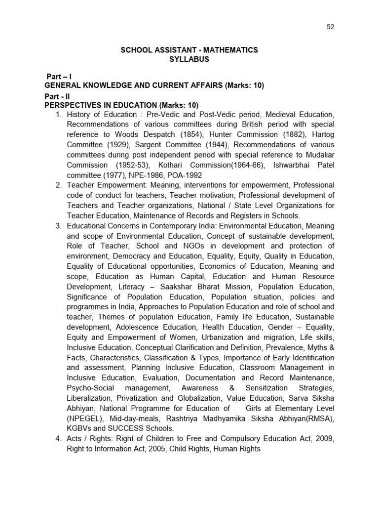 TS DSC Maths Syllabus | PDF | Function (Mathematics) | Matrix (Mathematics)