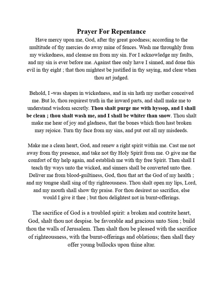 Prayer For Repentance | PDF | Religion & Spirituality