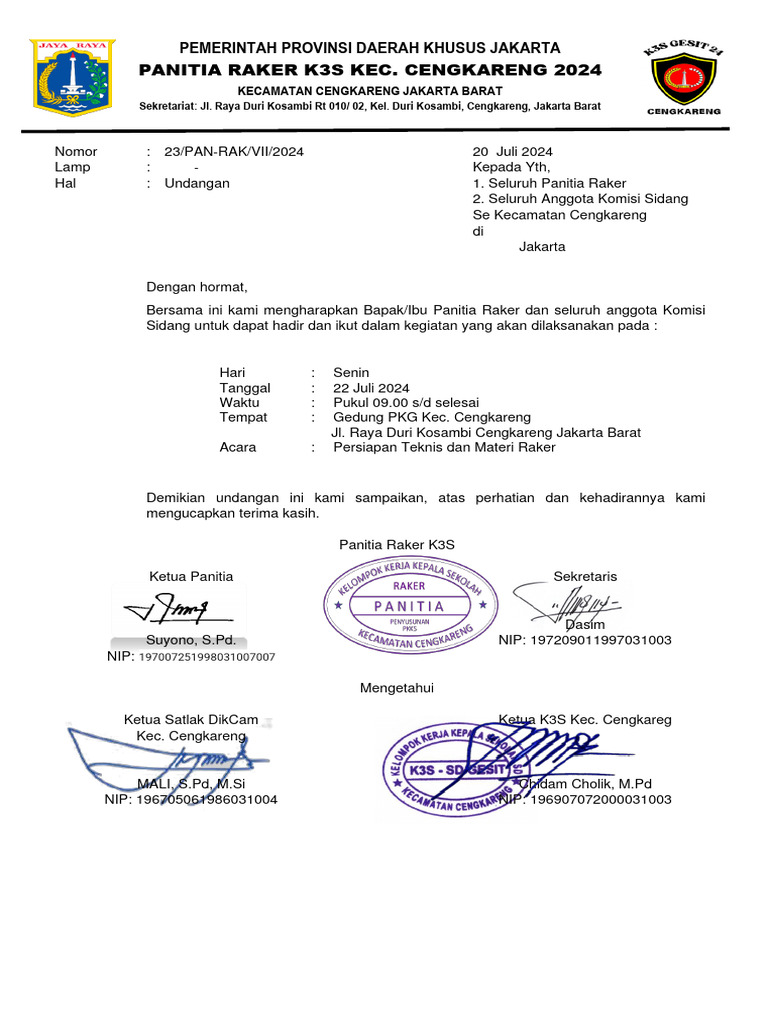 UNDANGAN Panitia Raker | PDF