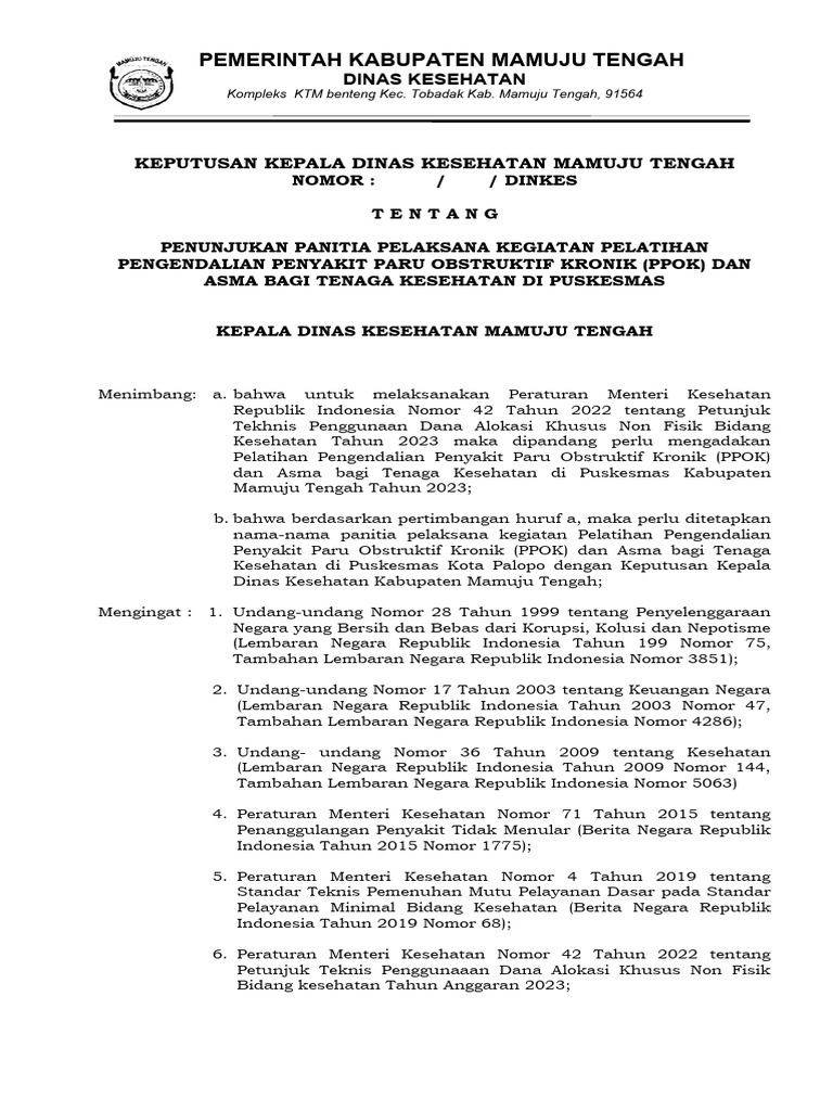 SK Panitia PPOK Dan Asma | PDF