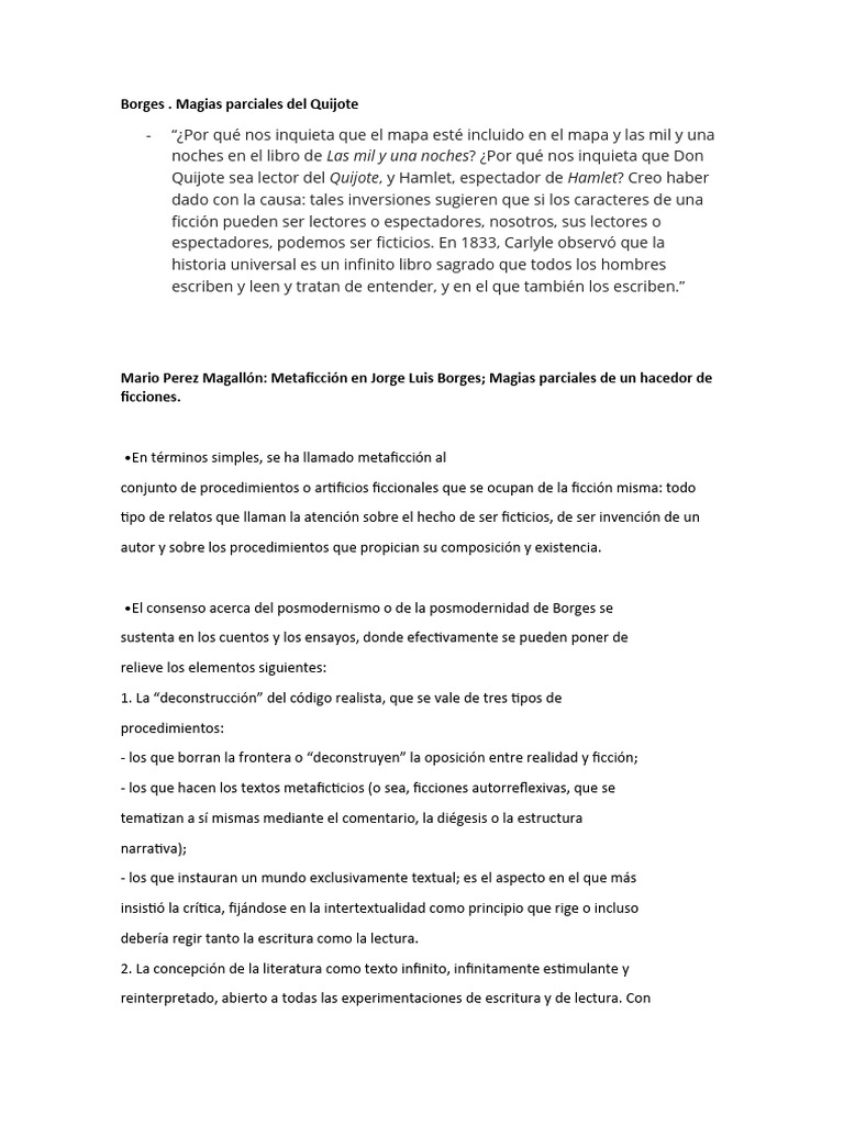 Borges - Magallon - Metaficcion | PDF | Narración