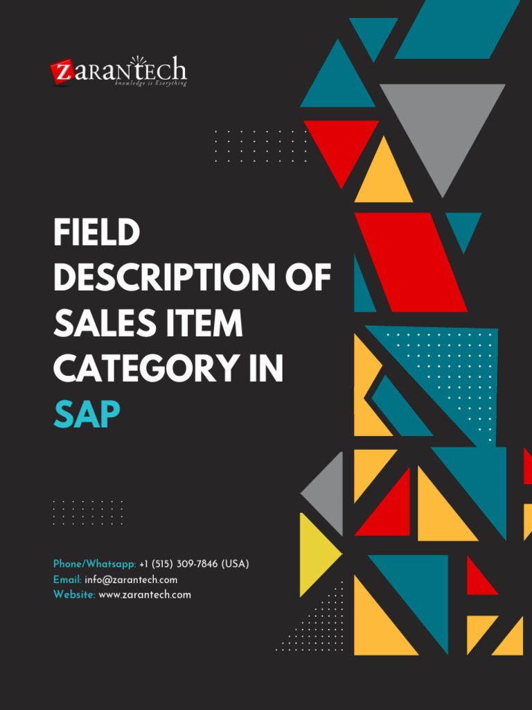 Field Description of Sales Item Category in SAP | PDF | Invoice | Business