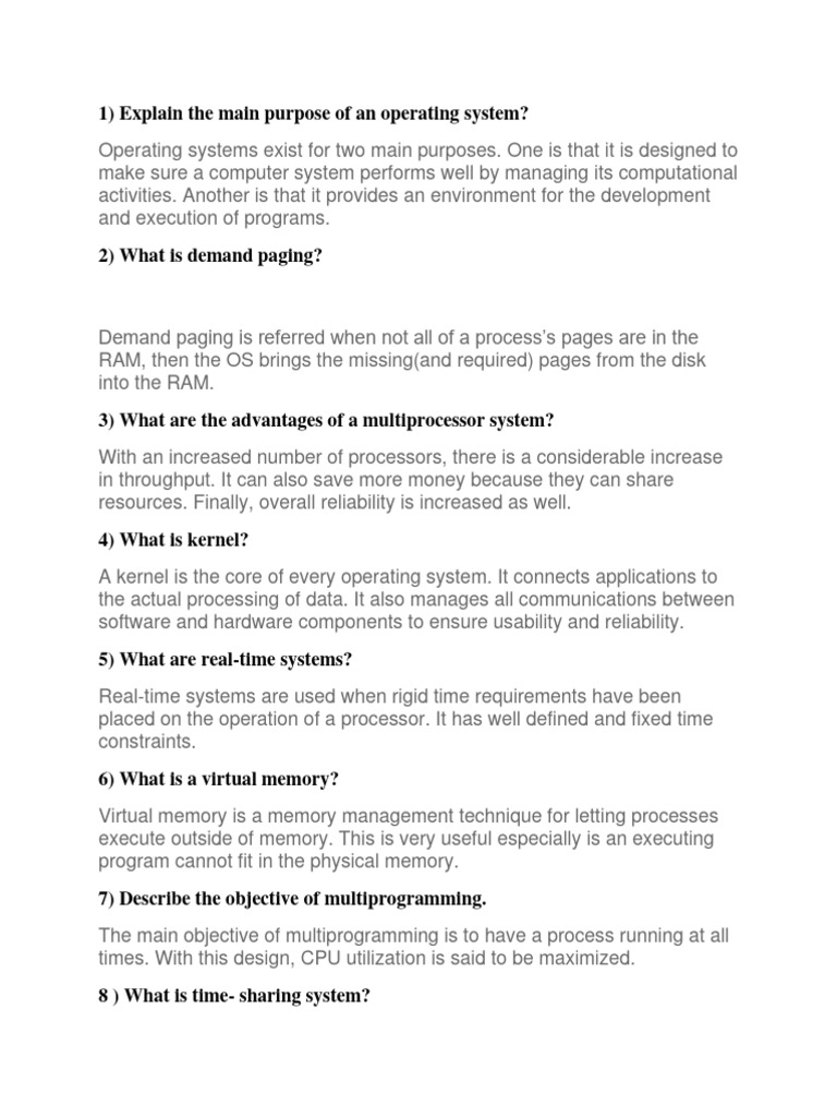 OS interview questions | PDF | Process (Computing) | Kernel (Operating System)