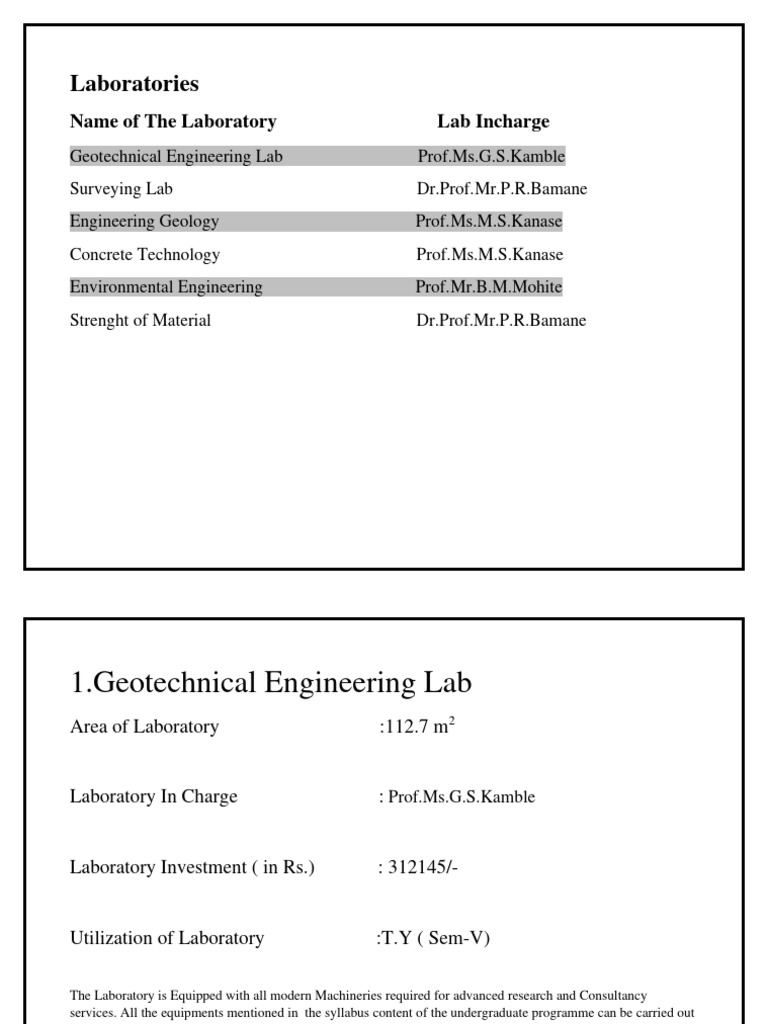 Civil Engineering Laboratory | PDF | Laboratories | Engineering
