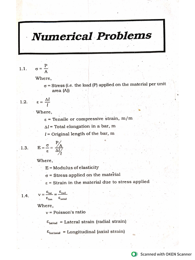 Rock Mechanics Formulas Mining Engineering | PDF