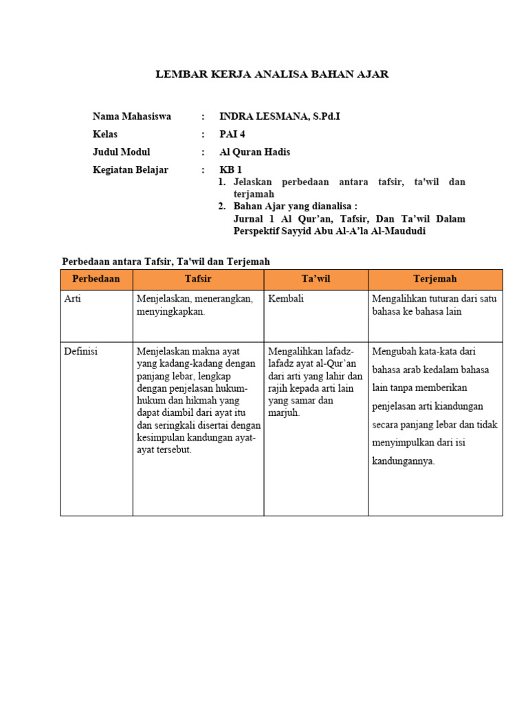 KB 1 Analisa Ajar | PDF | Agama & Spiritualitas