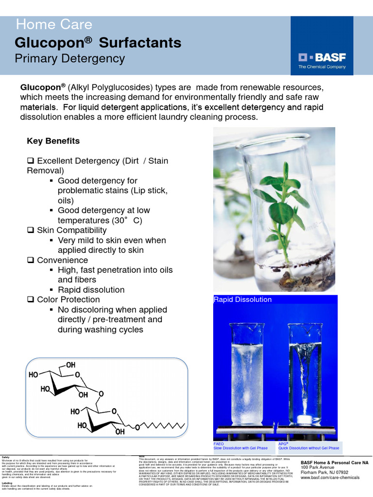 OPP - Glucopon Benefits - HC - 10312012 | PDF | Detergent | Information