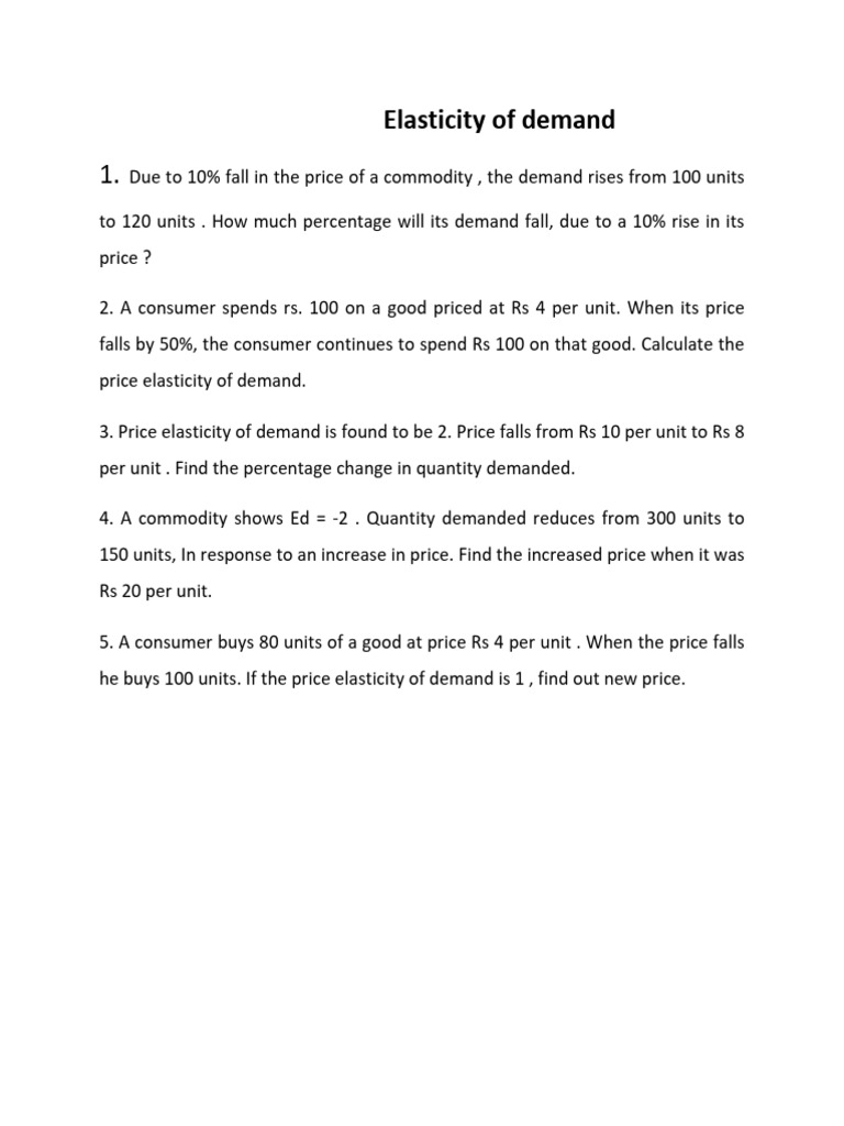 Elasticity of Demand Numericals 1 | PDF | Finance & Money Management