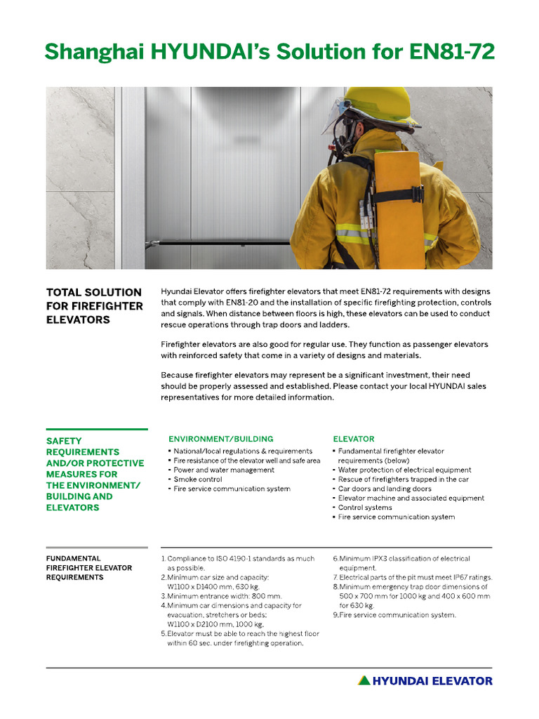 1 - Firefighter Elevators (EN81-72China Factory Production) | PDF