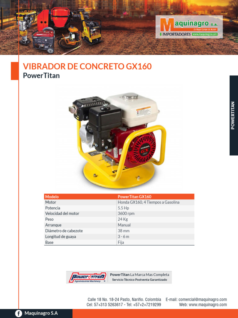 Vibradore de Concreto GX160 | PDF