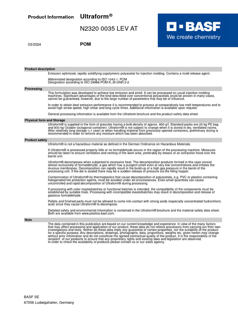 ULTRAFORM Sup ® Sup +N2320+0035+LEV+AT | PDF | Decomposition | Building ...