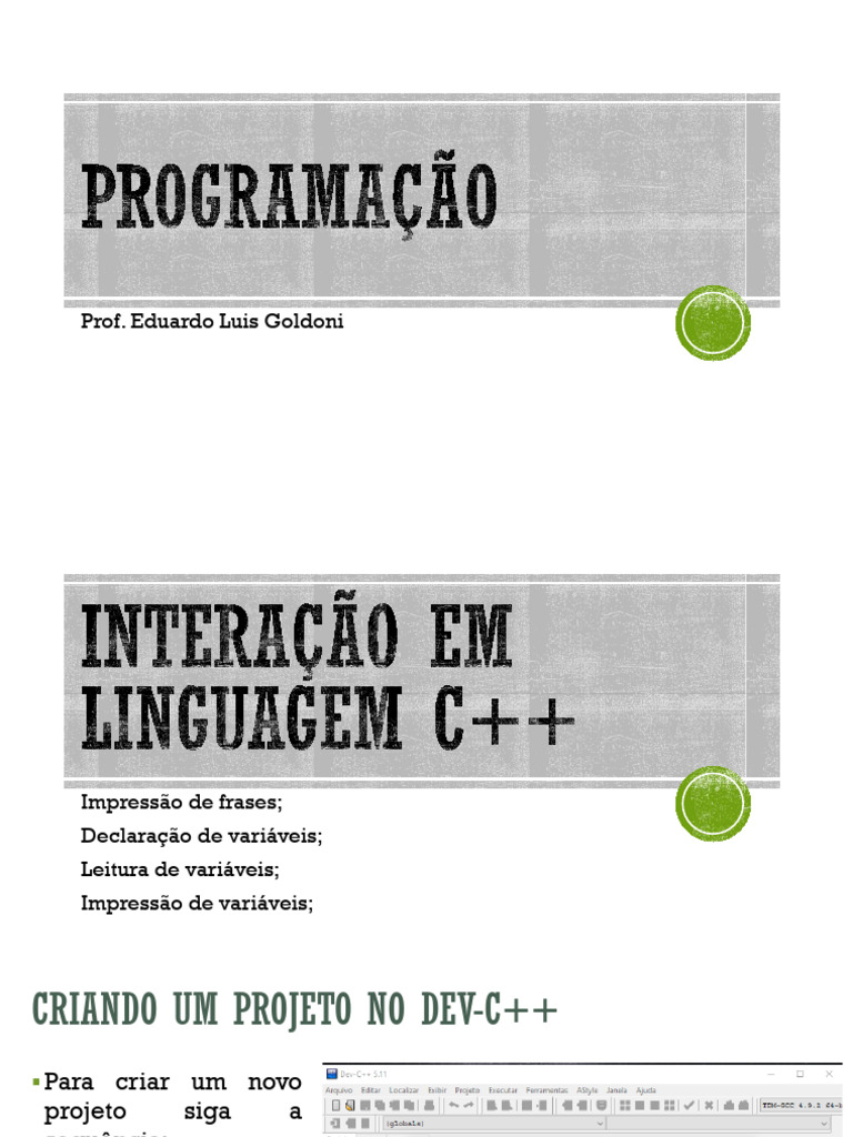 Aula 9 - Interações em Linguagem C++ | PDF | Variável (Ciência da ...