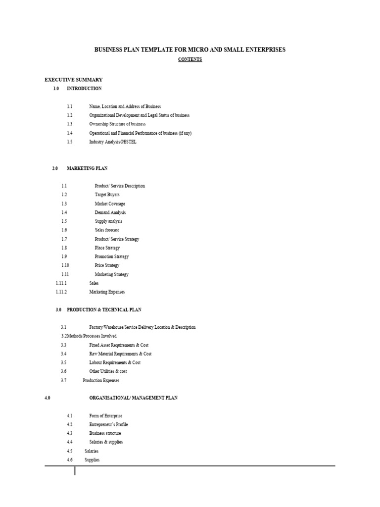 Business Plan Template For Micro and Small Enterprises-23 | PDF | Sales ...