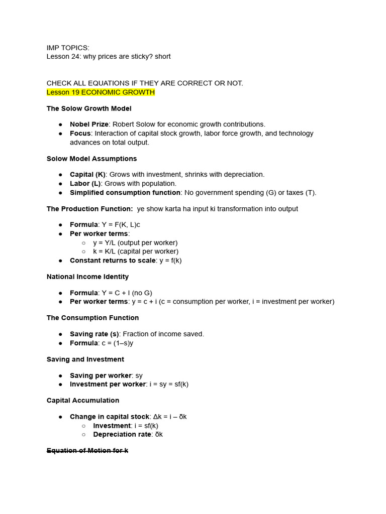 Eco403 Macroeconomics - Short Notes For Final Term Chapter 19 - 45 ...