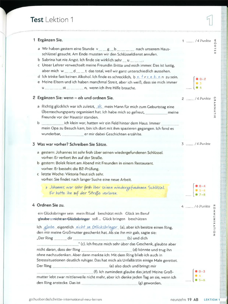 Schritte B1.1 - Test Lektion | PDF