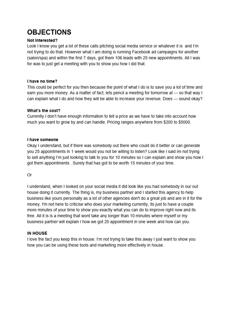 Objections List | PDF