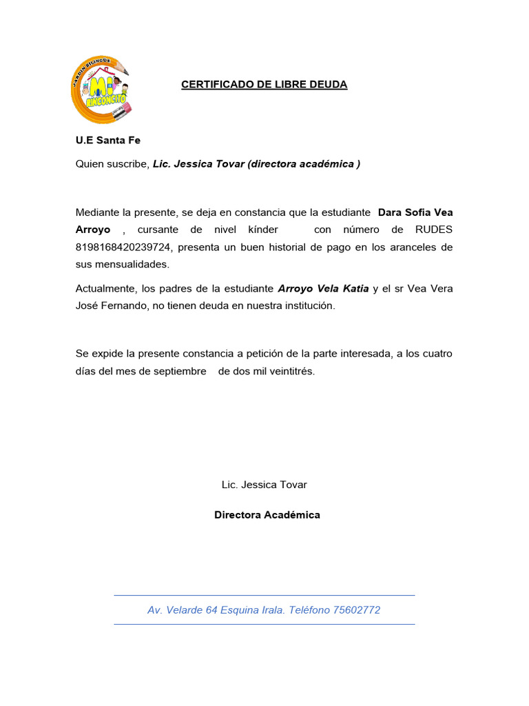 Constancia de Libre Deuda 2023 | PDF