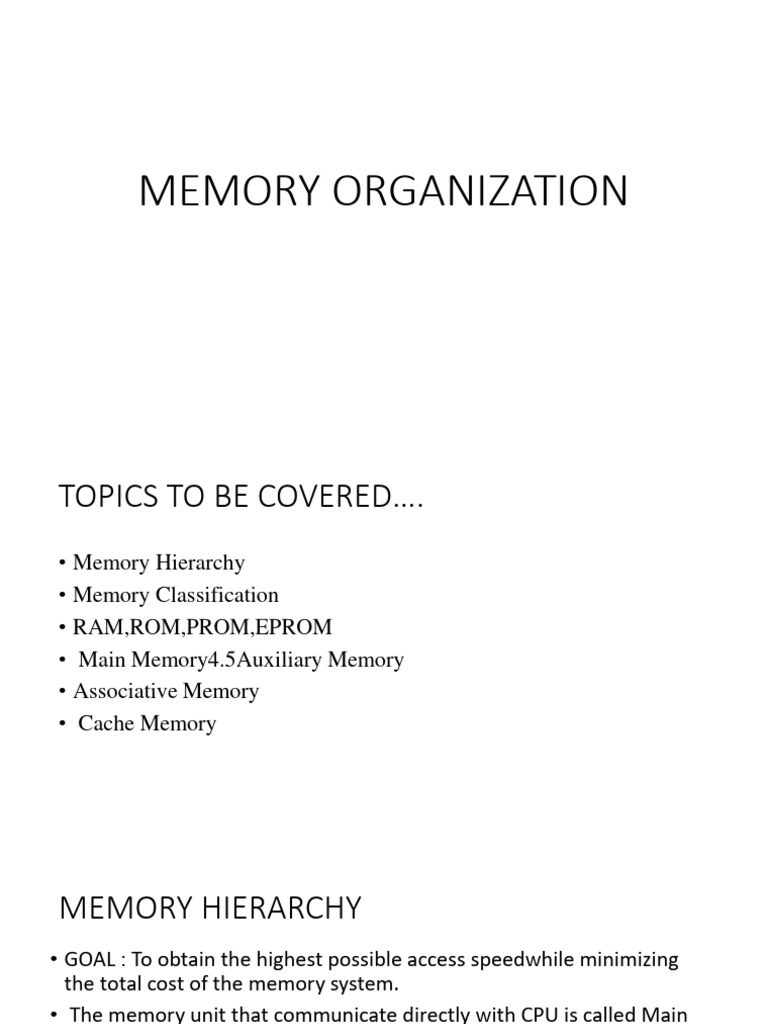 MEMORYORGANIZATION | PDF | Random Access Memory | Read Only Memory