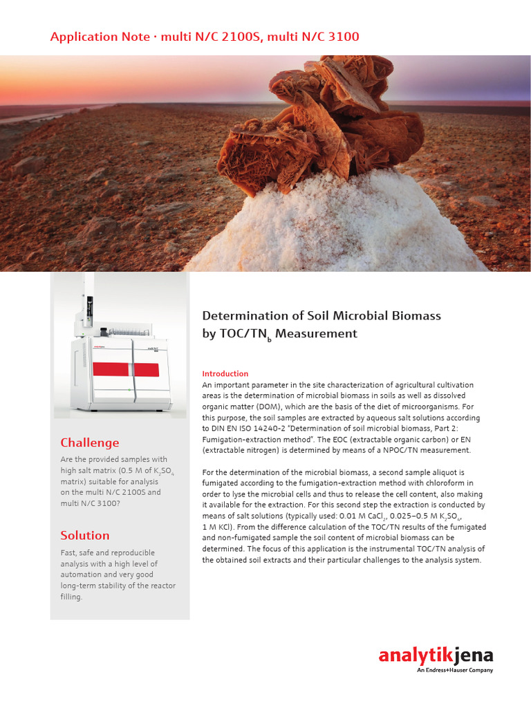 AppNote SP 0002 en multiNC Soil Microbial Biomass | PDF | Total Organic Carbon | Soil