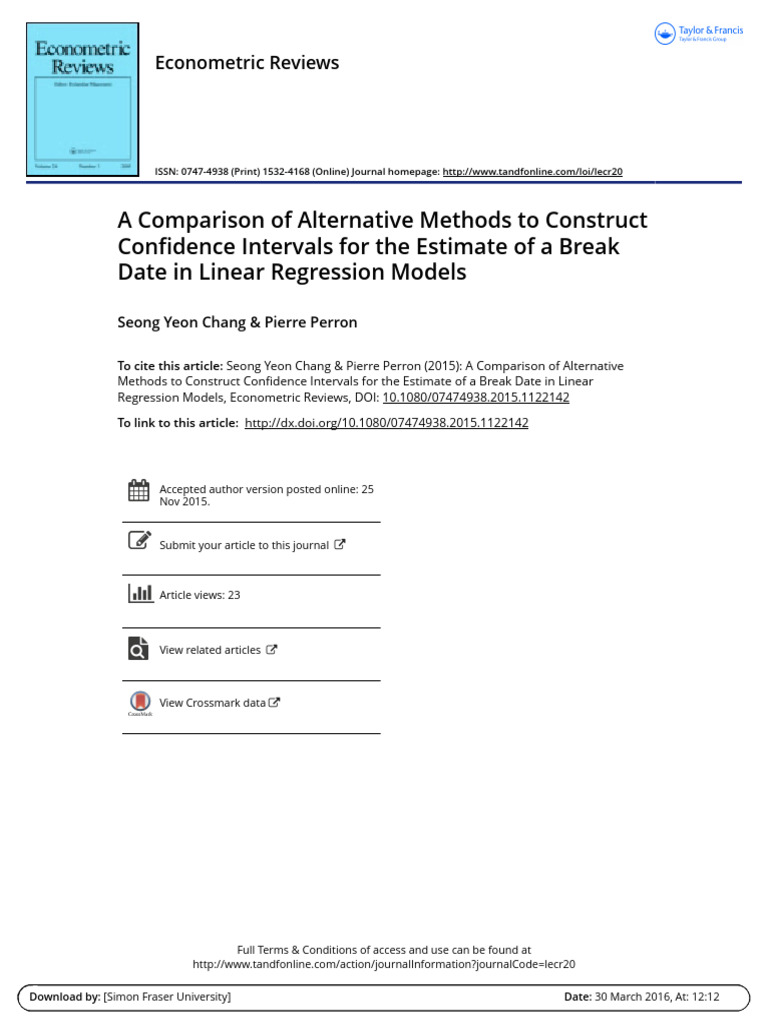 Bai Perron Conf Int | PDF | Bootstrapping (Statistics) | Regression Analysis
