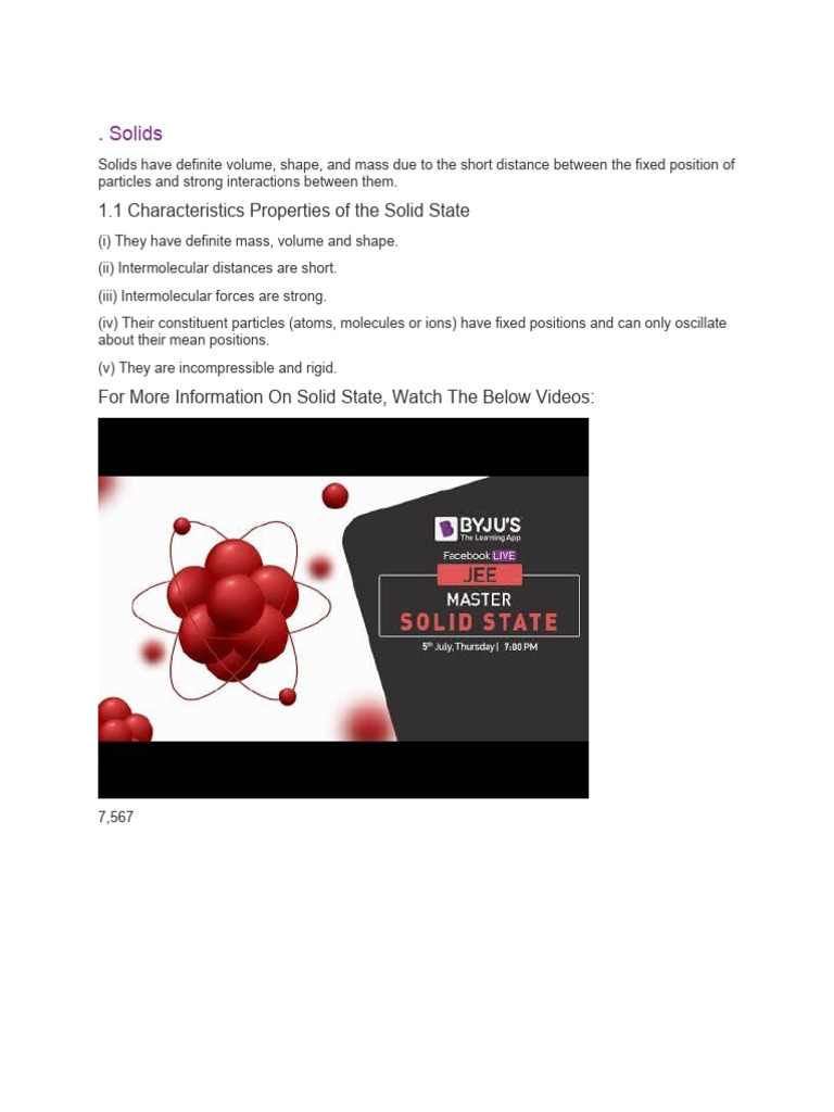 Solid State ch1 | PDF | Crystal Structure | Crystal