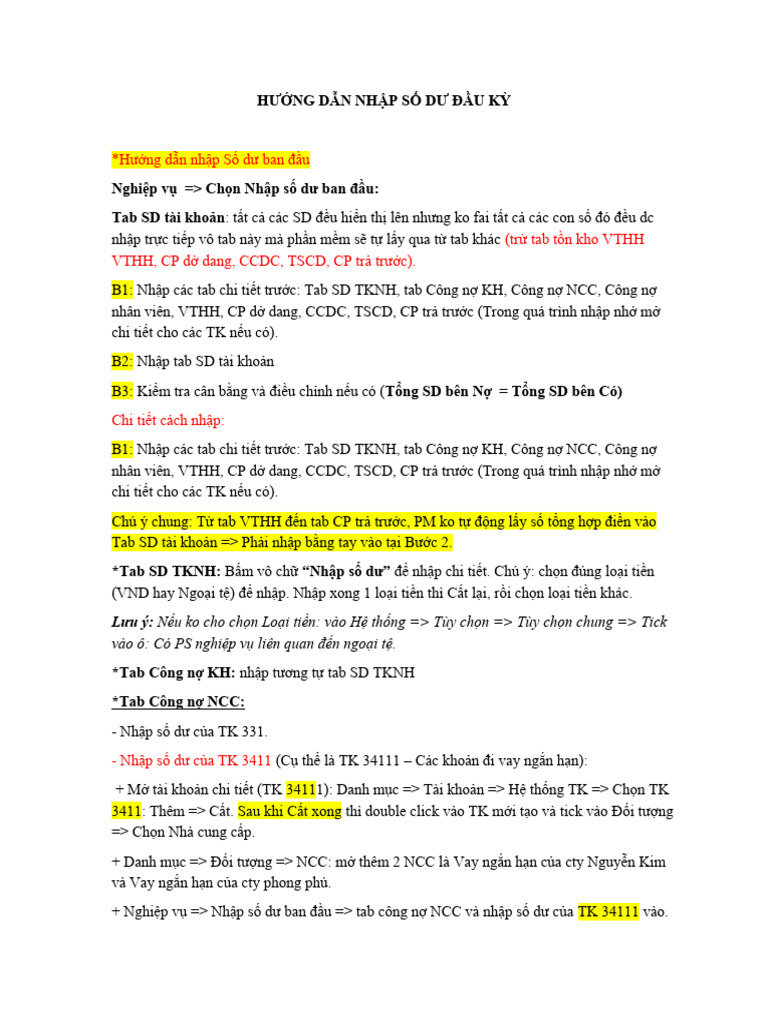 Huong Dan Nhap So Du Ban Dau | PDF