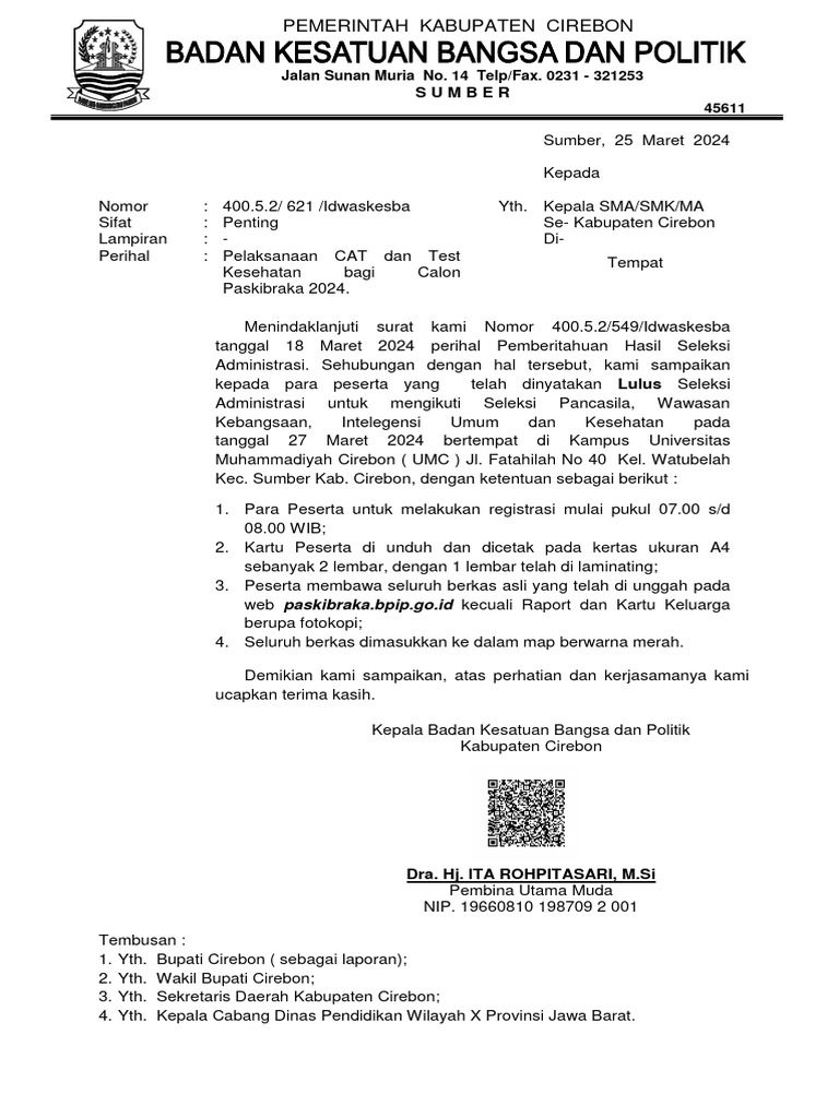 Surat Pemberitahuan CAT | PDF