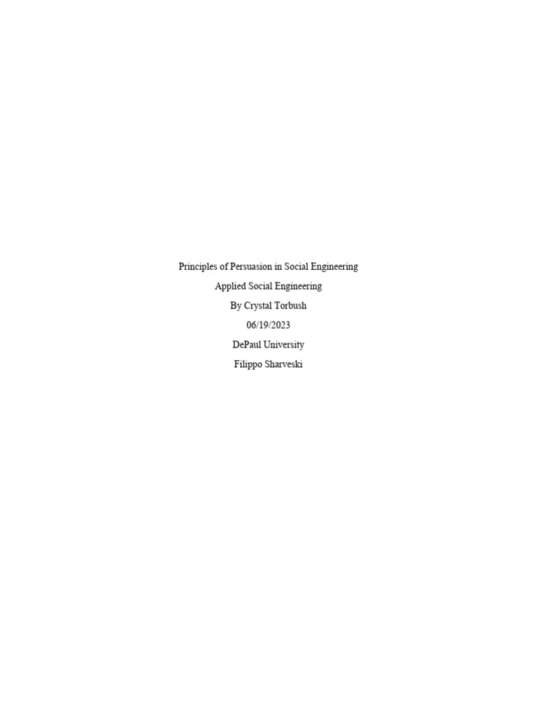 Principles of Persuasion in Social Engineering - Wk2 - Ctorbush | PDF ...