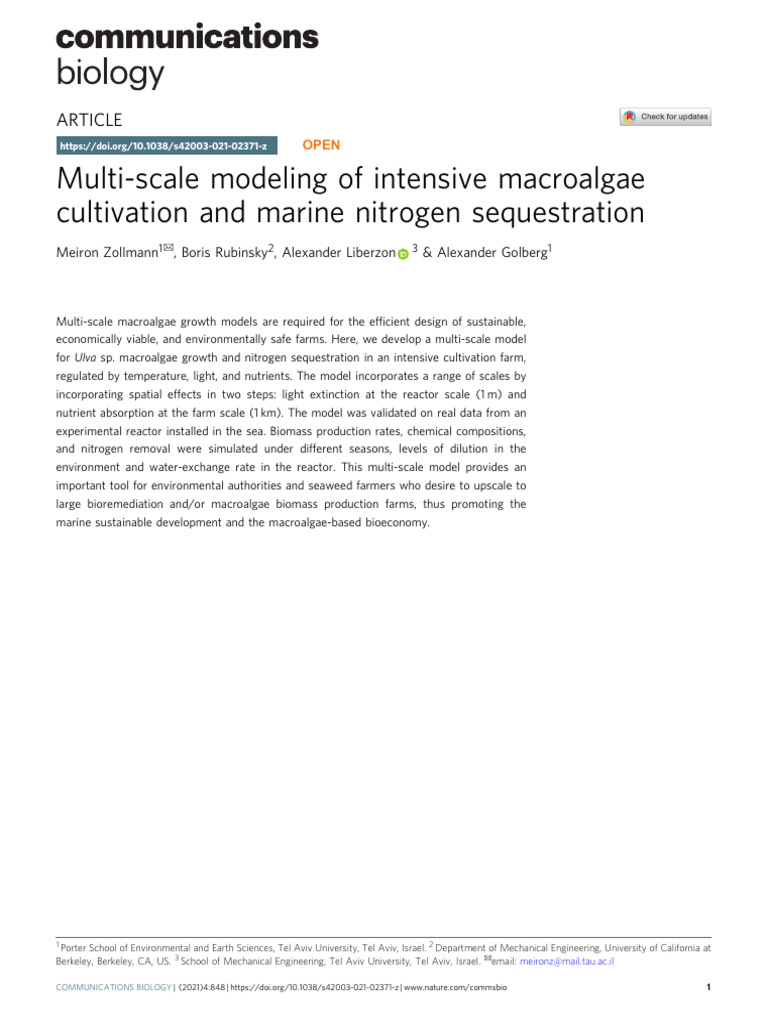 Multi-Scale Modeling of Intensive Macroalgae Cultivation and Marine ...